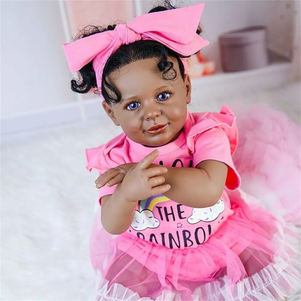 60 см имитация африканского черного младенца reborn baby