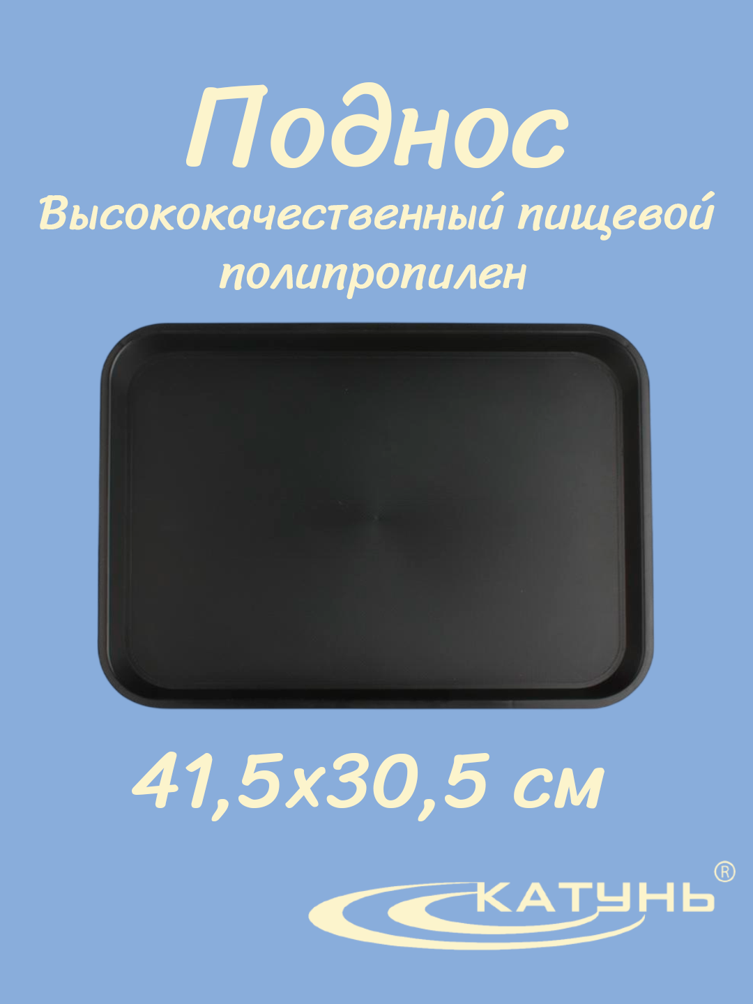 Поднос катунь антискользящий КТ-АП-1ПЧ, черный, прямоугольный, пластик
