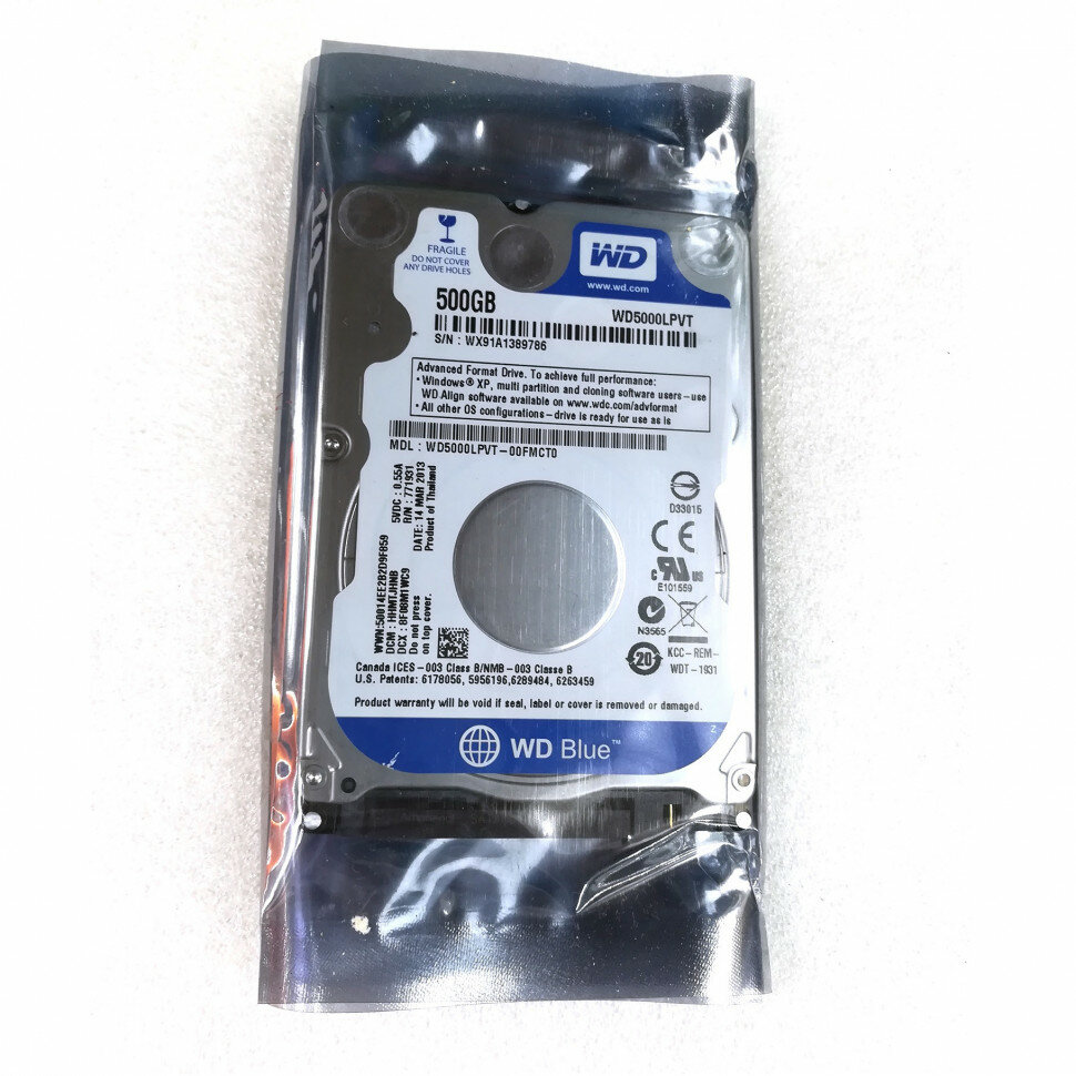 Жесткий диск Western Digital WD5000LPVT, 500 Гб