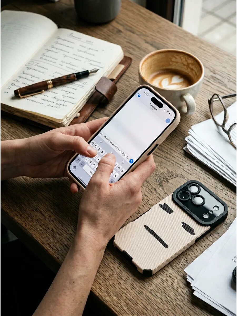 Чехол на Iphone 17 Pro Max с принтом смайлик белый — фото 1