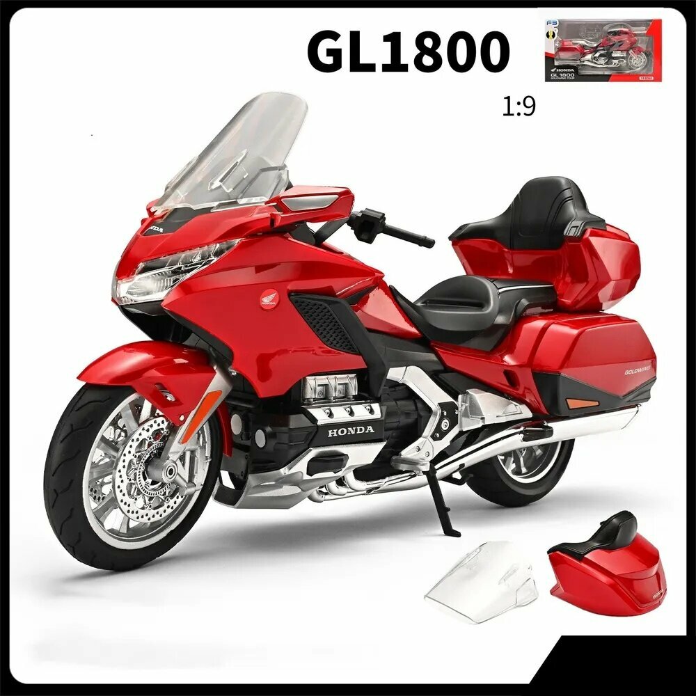 Миниатюрная коллекционные модели Мотоциклы, Хонда GL1800 Золотое крыло металлическая модель,1:9 Honda GL1800 Gold Wing, со светом