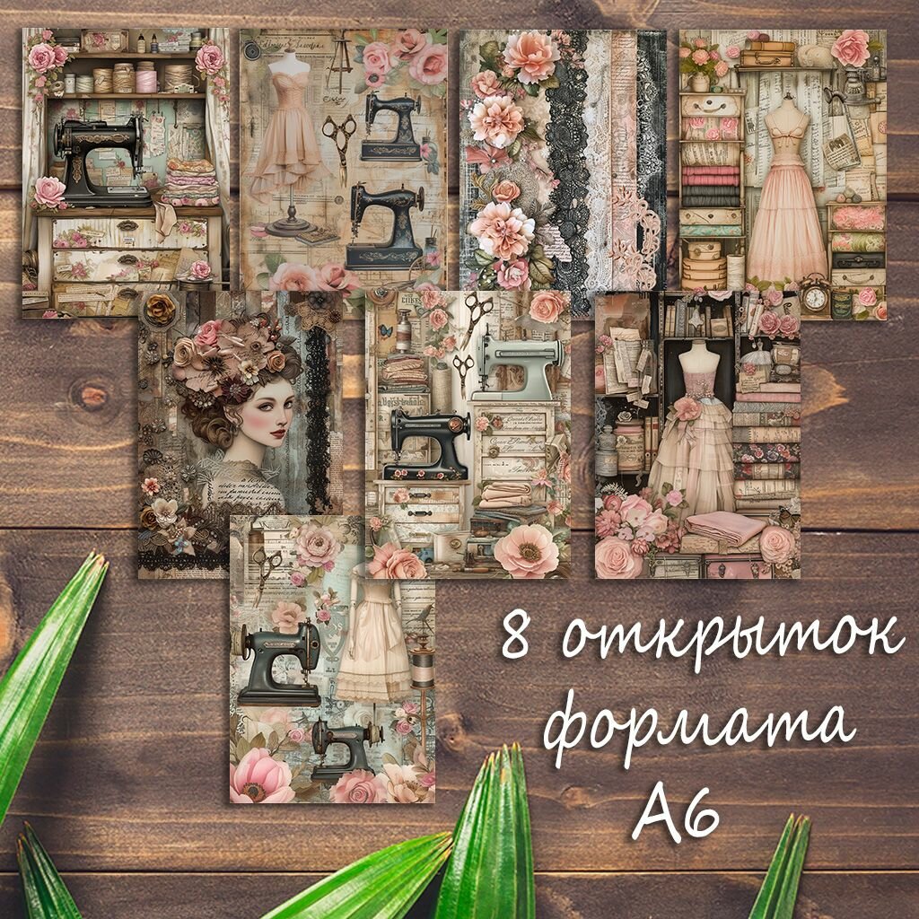 Большой набор открыток Винтаж, 8 штук