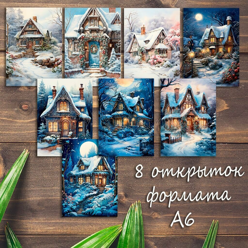 Набор открыток Новый год, 8 штук