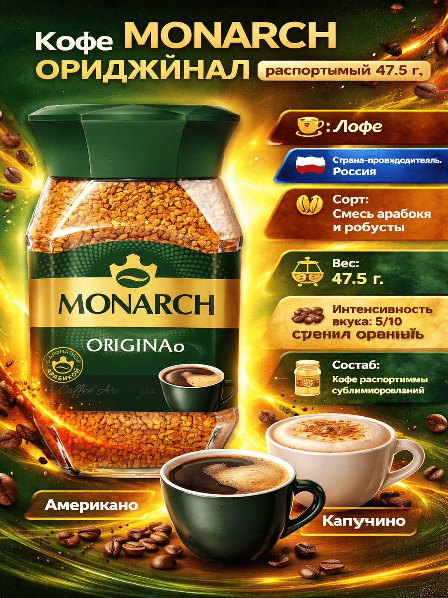 Кофе Monarch Ориджинал растворимый, 47.5г