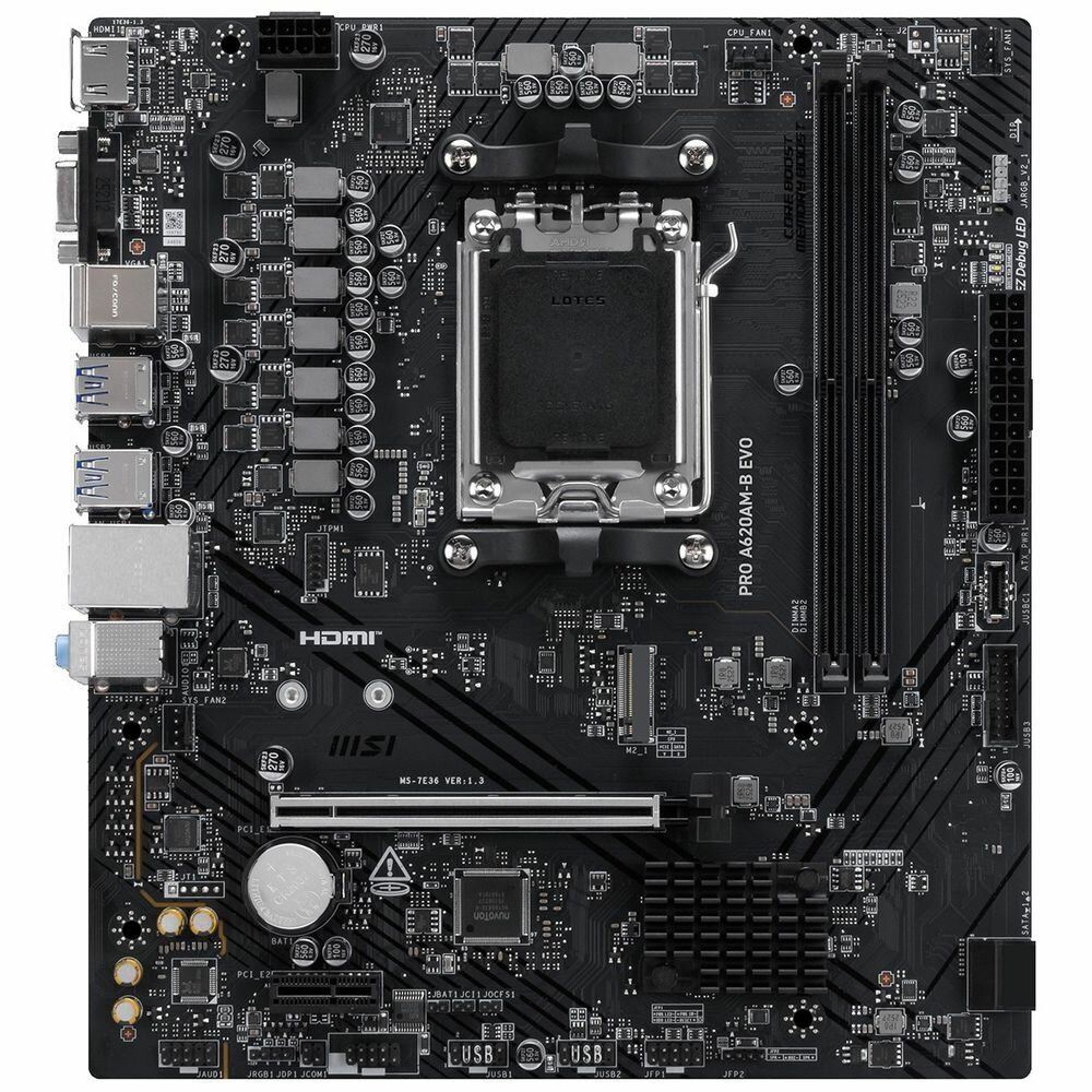 Материнская плата MSI PRO A620AM-B EVO A620, AM5, 2хDDR5, 1хPCIEx16