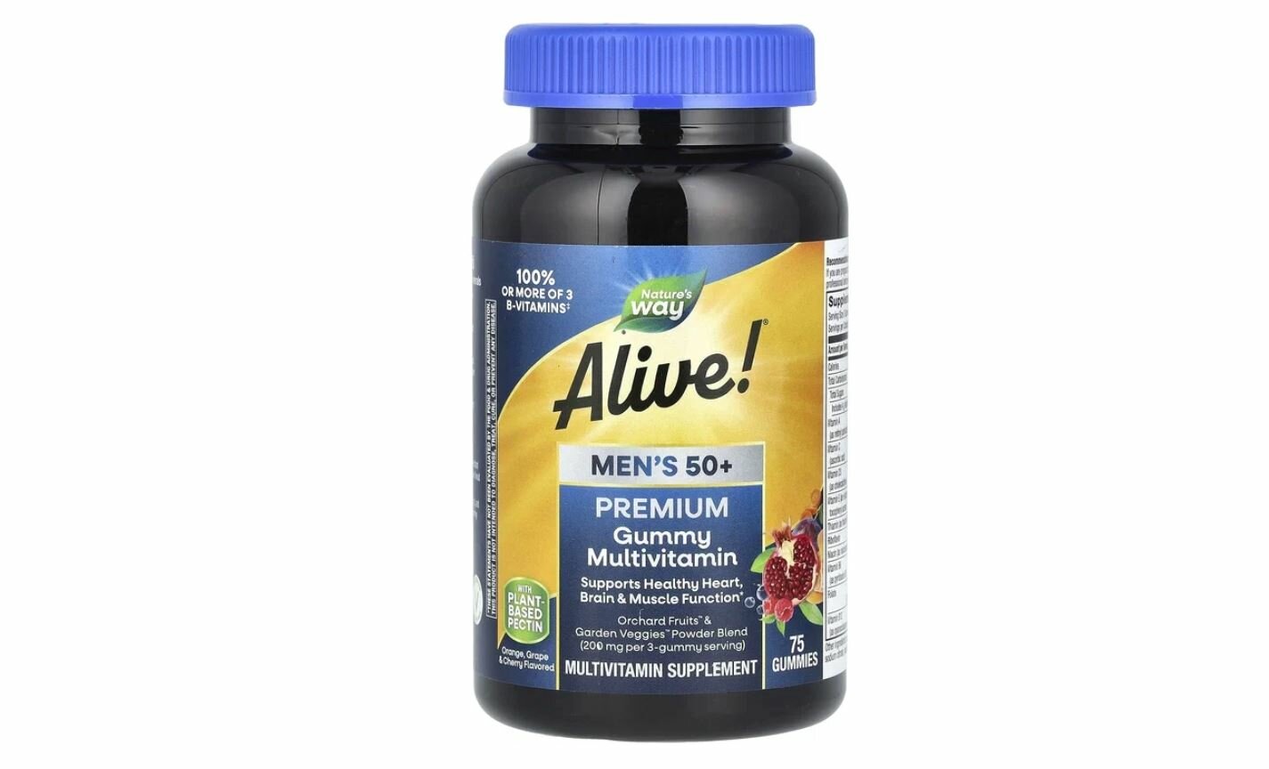 Nature's Way Premium Mens 50+ Gummy Multivitamin, Жевательные витамины для мужчин 50+, 75 мармеладок
