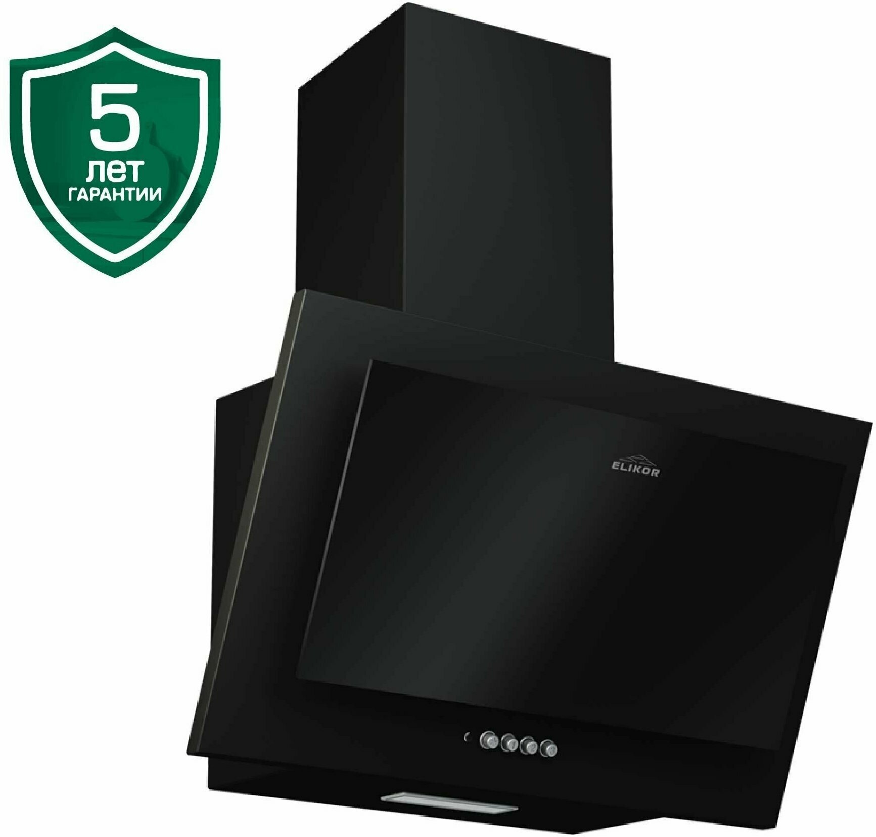 Наклонная вытяжка Elikor Коралл 60П-430-К3Д черный/черное стекло