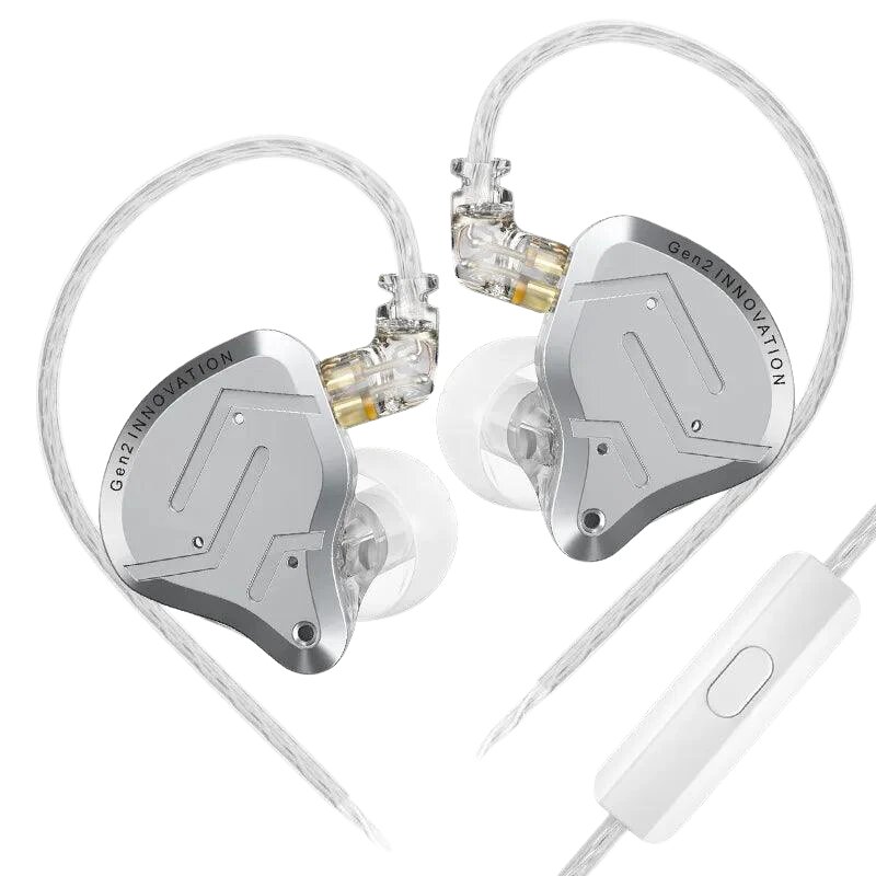 Проводные наушники KZ ZSN Pro 2 Silver, с микрофоном, гибридные IEM