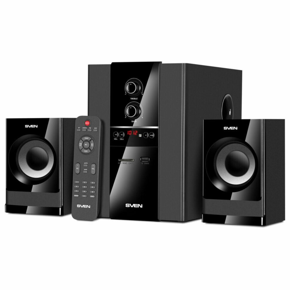 Колонки компьютерные SVEN MS-1821, 2.1, 44 Вт, Bluetooth, FM, USB, SD, черные, SV-020, SV-020774, 263172