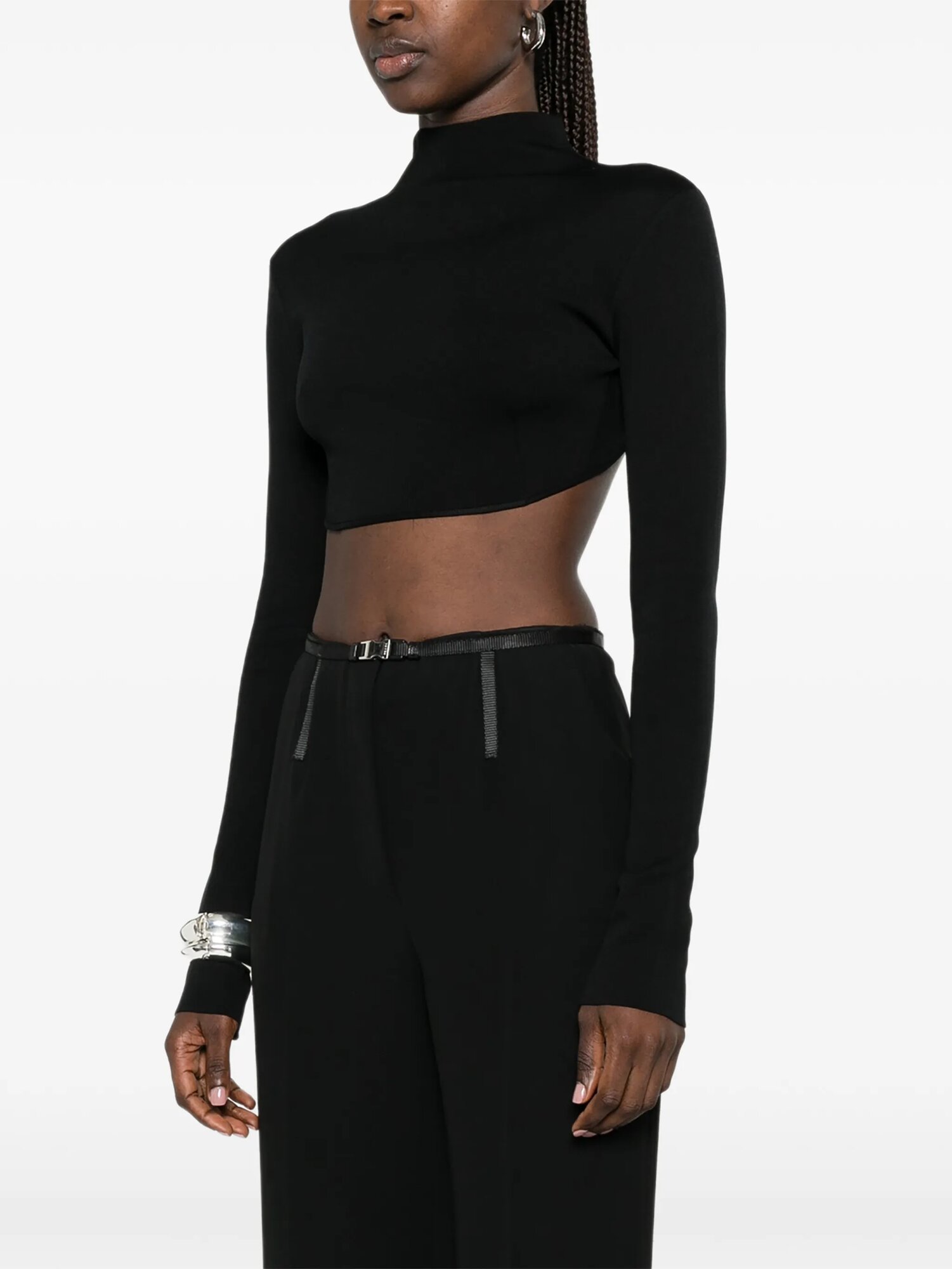 Топ MUGLER Cut-out cropped top, размер XS, черный — фото 1