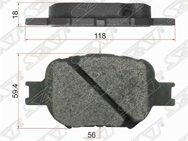 Колодки тормозные спереди SAT ST-04465-20540 Toyota Allion T260 07-16 / Caldina 02-07