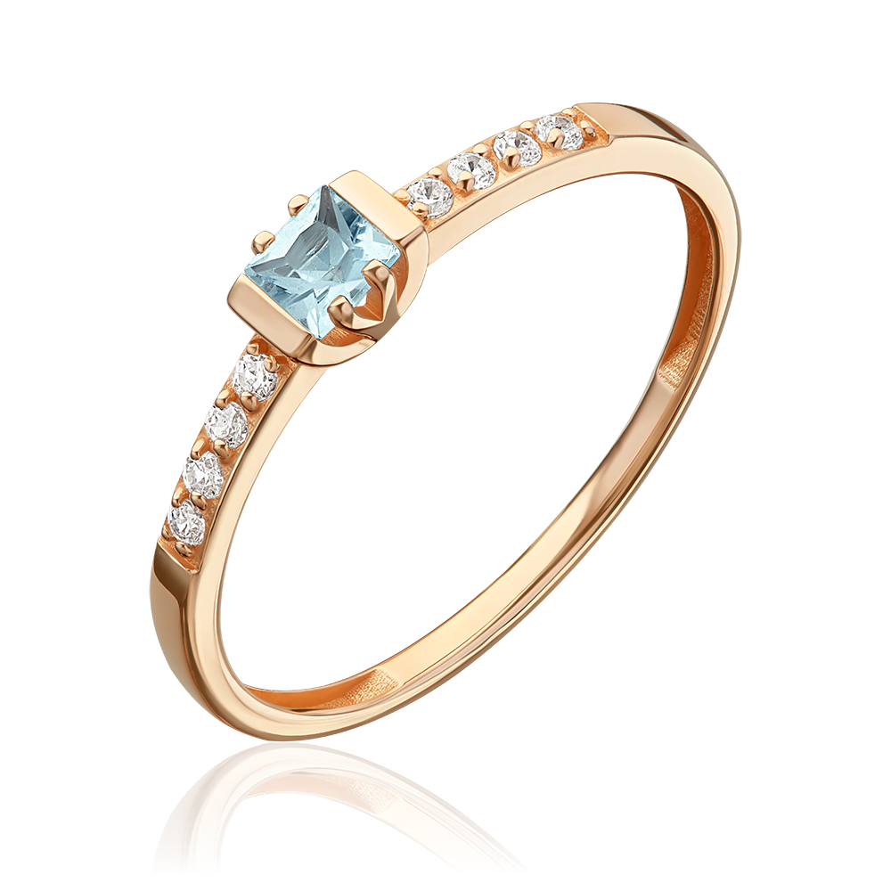 Кольцо PLATINA, красное золото, 585 проба, топаз, фианит