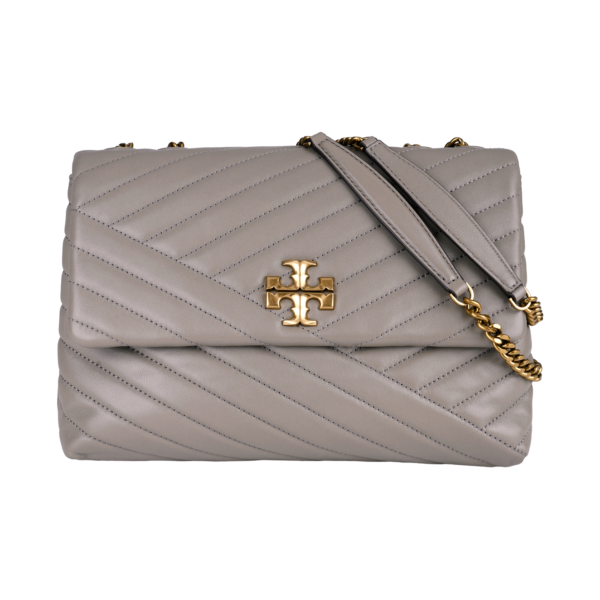 Сумка Tory Burch Kira, фактура плетеная, серый — фото 1