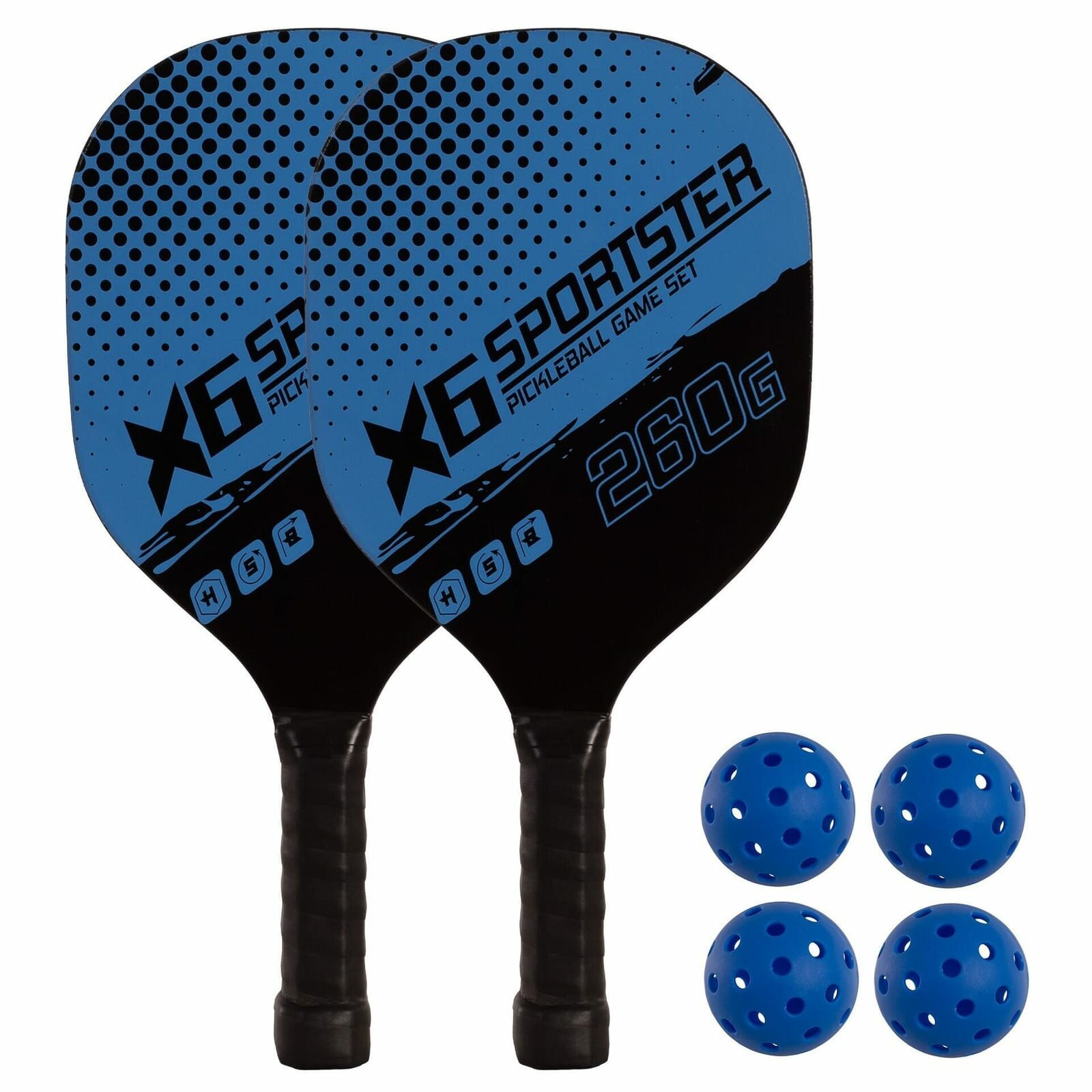 DECATHLON набор для пиклбола decathlon softee, 2 деревянные ракетки и 4 перфорированных мяча, синий