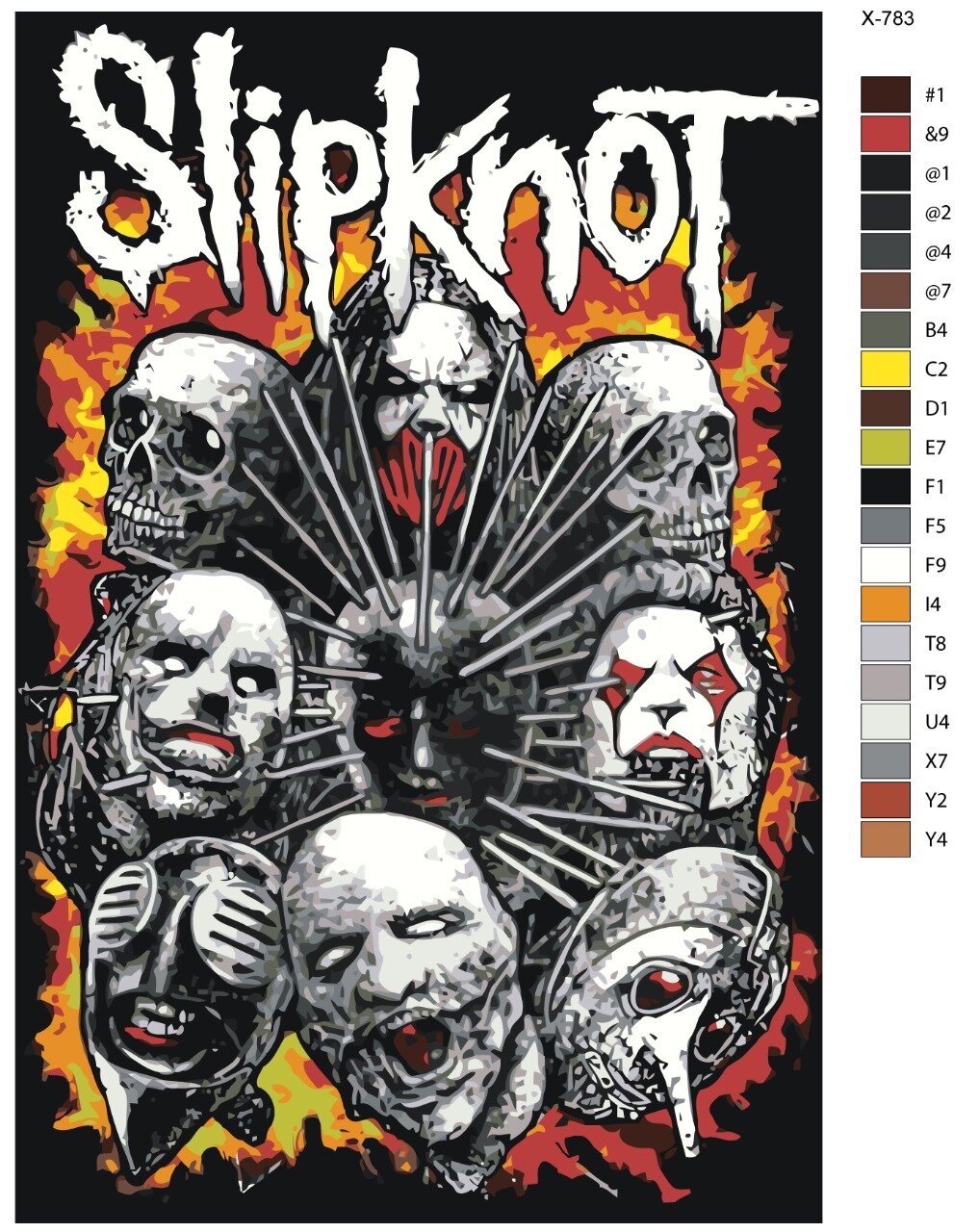 Картина по номерам X-783 "Рок-группа Slipknot" 70x110