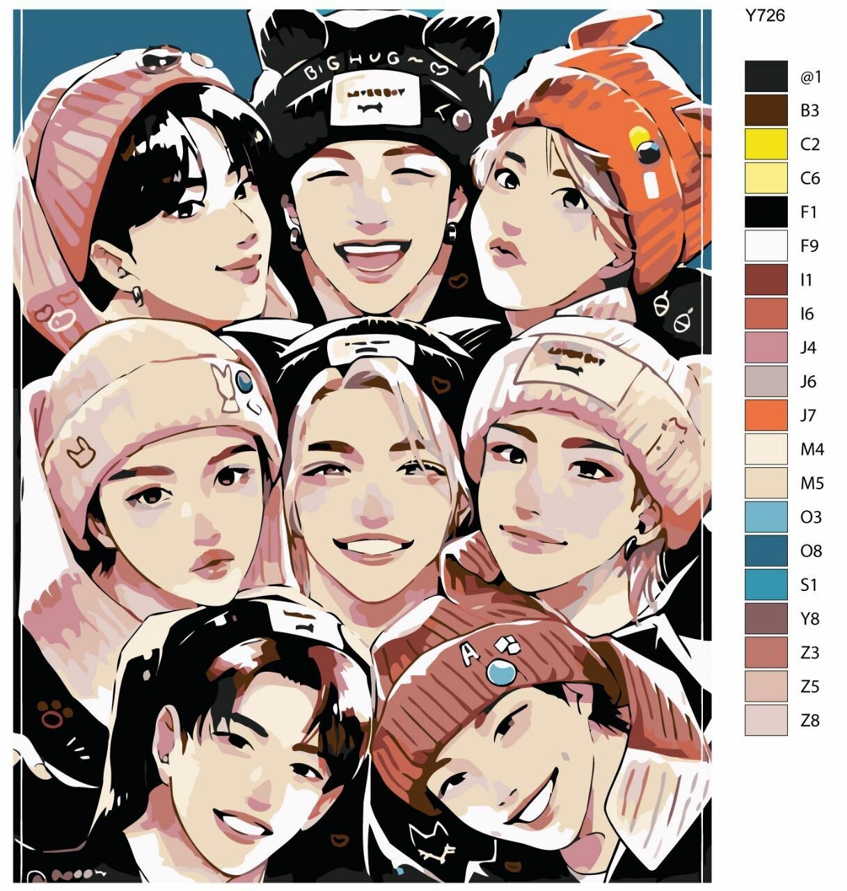 Картина по номерам Y726StrayKids "K-pop группа - Stray Kids (Стрей Кидс)" 80x100 см
