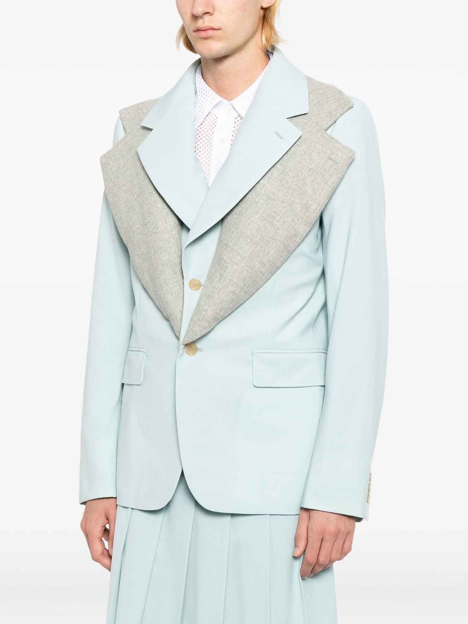 Пиджак COMME des GARCONS Layered-lapel blazer, размер 48, синий — фото 1