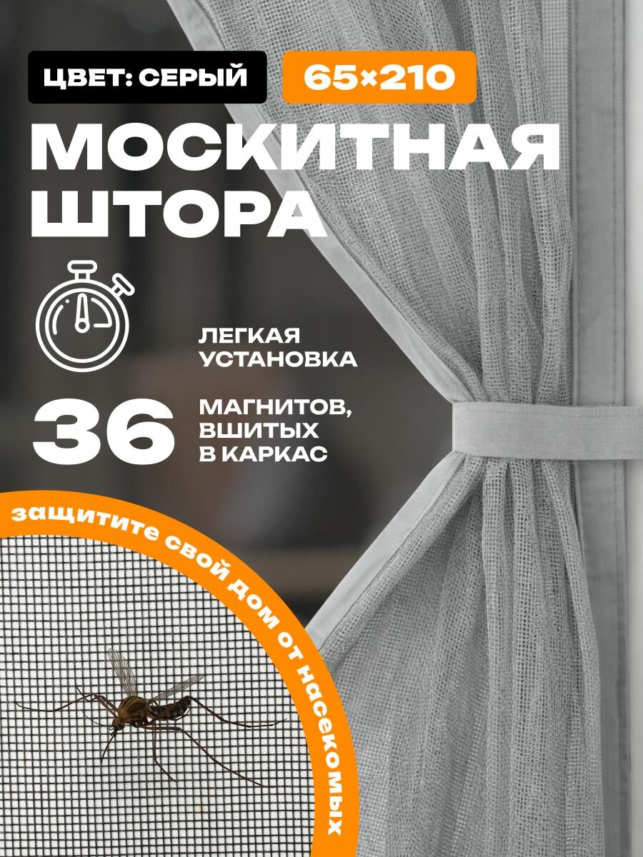 Москитная сетка на дверь на магнитах, 65/210см