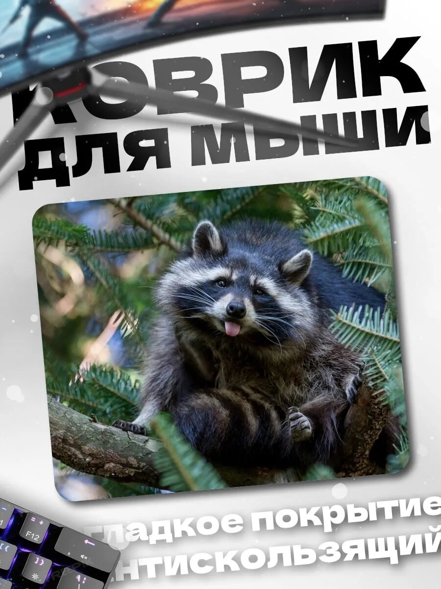Коврик для мыши Енот в ветвях