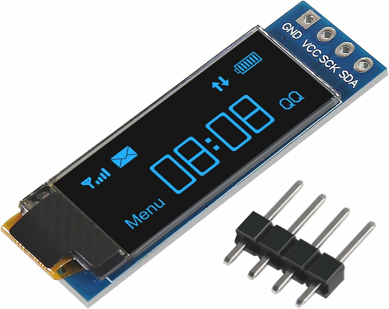 6 шт. 0.91" OLED дисплейный модуль I2C SSD1306 128x32, синий экран, с проводами Dupont 30pin для Arduino