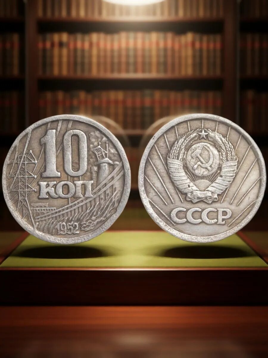 10 копеек 1952 года ГЭС СССР Копия пробной монеты