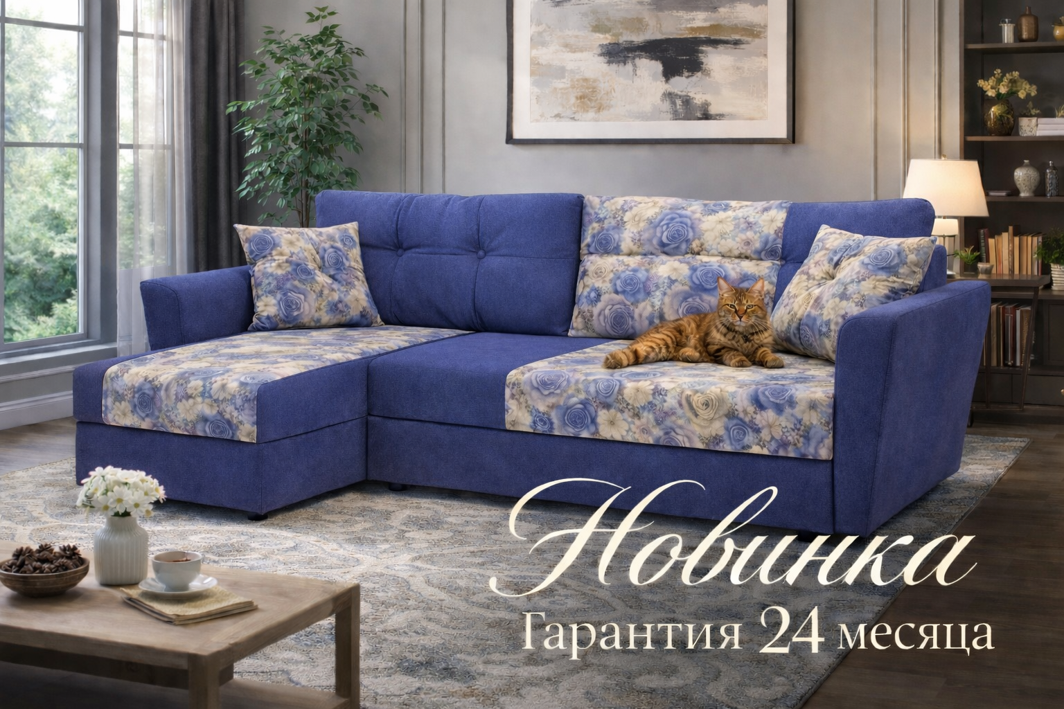 Угловой диван Амстердам, Габариты: 230х145х73 см, Спальное: 140х200 см, Наполнитель: Пружинный блок
