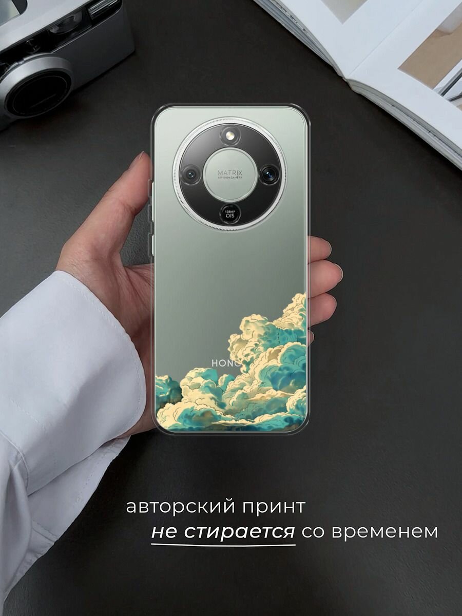 Чехол на Honor X9d / Хонор X9d с принтом Ночное небо и облака, прозрачный — фото 1