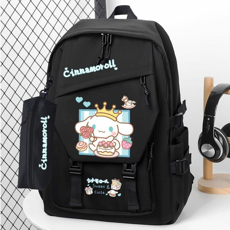 Рюкзак Cinnamoroll Sanrio с принтом, стильный и вместительный, водоотталкивающий нейлон, 14" отделение, с пеналом, для школы и прогулок