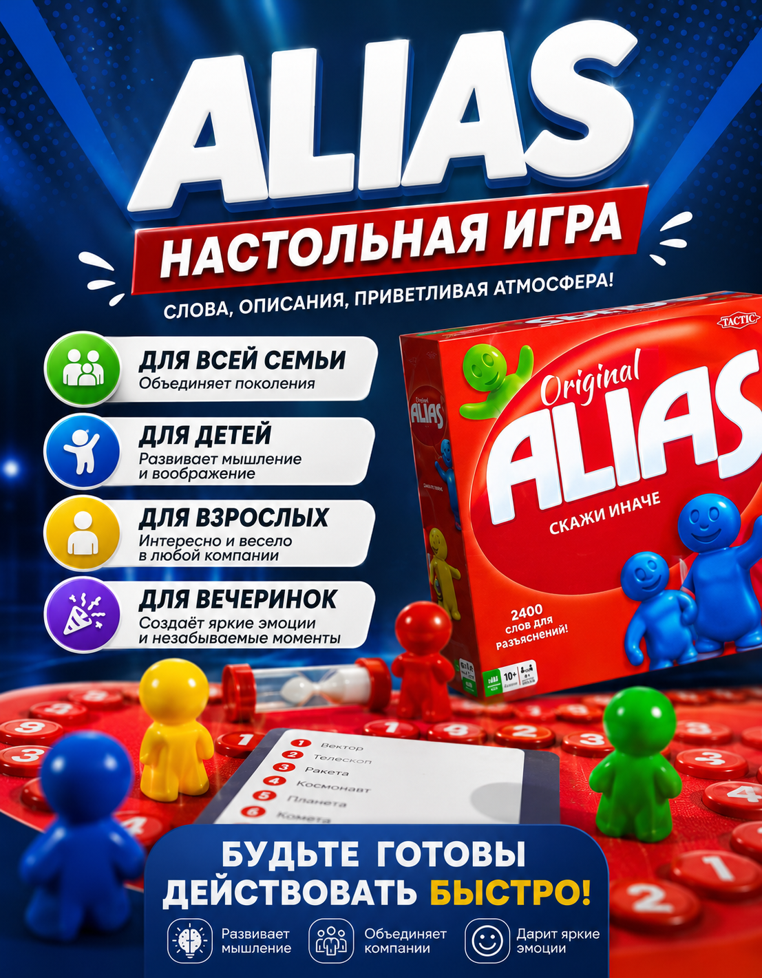 Настольная игра Элиас Вечеринка "Скажи иначе" (Party Alias)