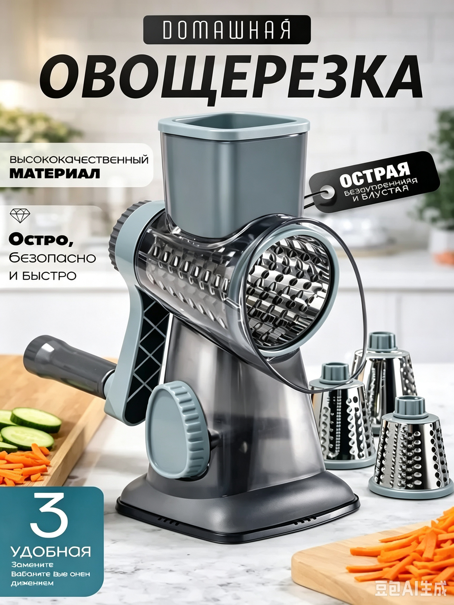 Грандшеф овощерезка многофункциональная ручная шинковка овощей