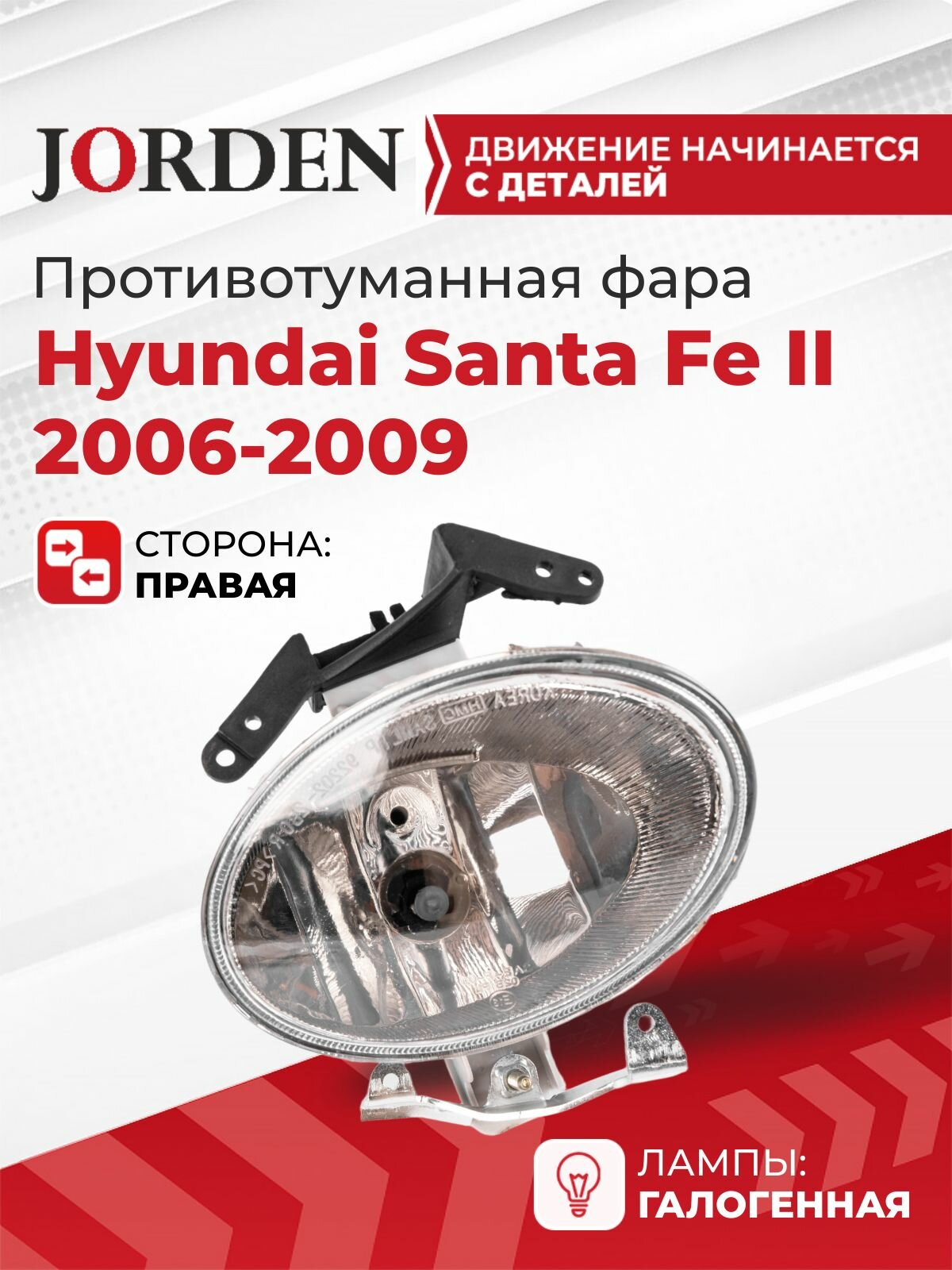 Фара противотуманная для Хендай Санта Фе Hyundai Santa Fe 2 2006-2009 правая передняя галогеновая туманка птф круглая