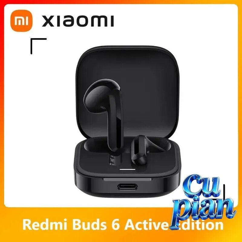 Xiaomi Наушники беспроводные с микрофоном Redmi Buds 6 Active, USB Type-C, черный