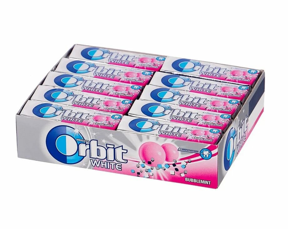 Orbit Жевательная резинка Bubblemint 13,6 г, 30 шт в коробке