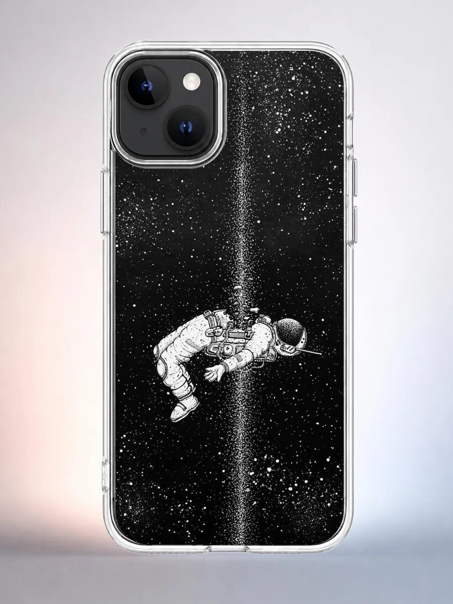 Чехол iPhone 13 падение в космосе силиконовый прозрачный