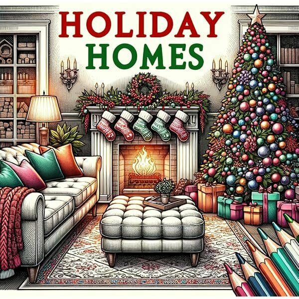 Holiday Homes Adult Coloring Book: Festive Cozy Houses for Yuletide and Winter Holidays，Reprinted paperback book