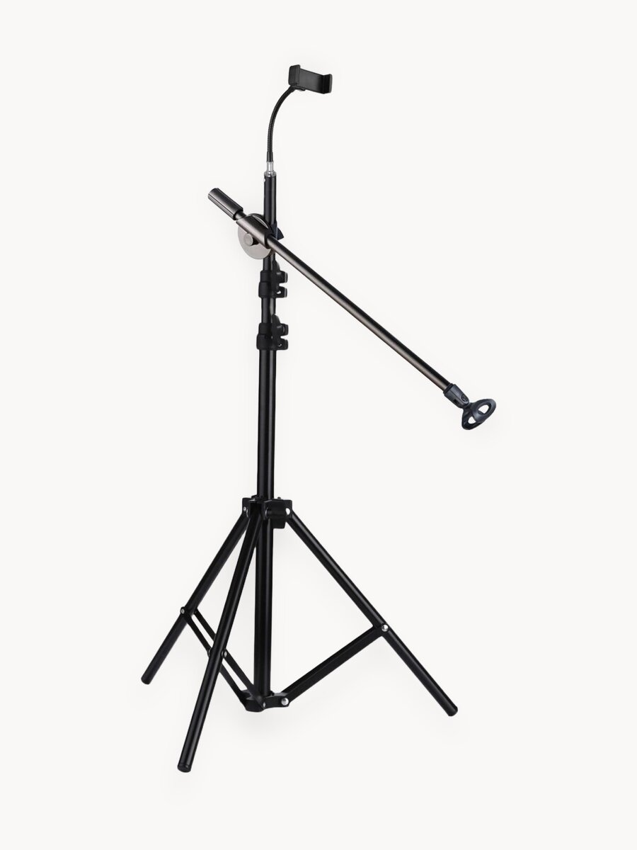 Стойка для микрофона напольная с держателем для телефона