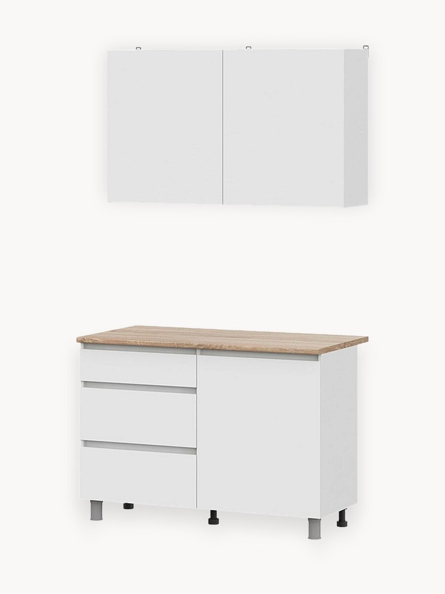 Кухонный гарнитур Денвер 1.2 м, мебель для дома и кухни, Дуб Сонома / Белый текстурный