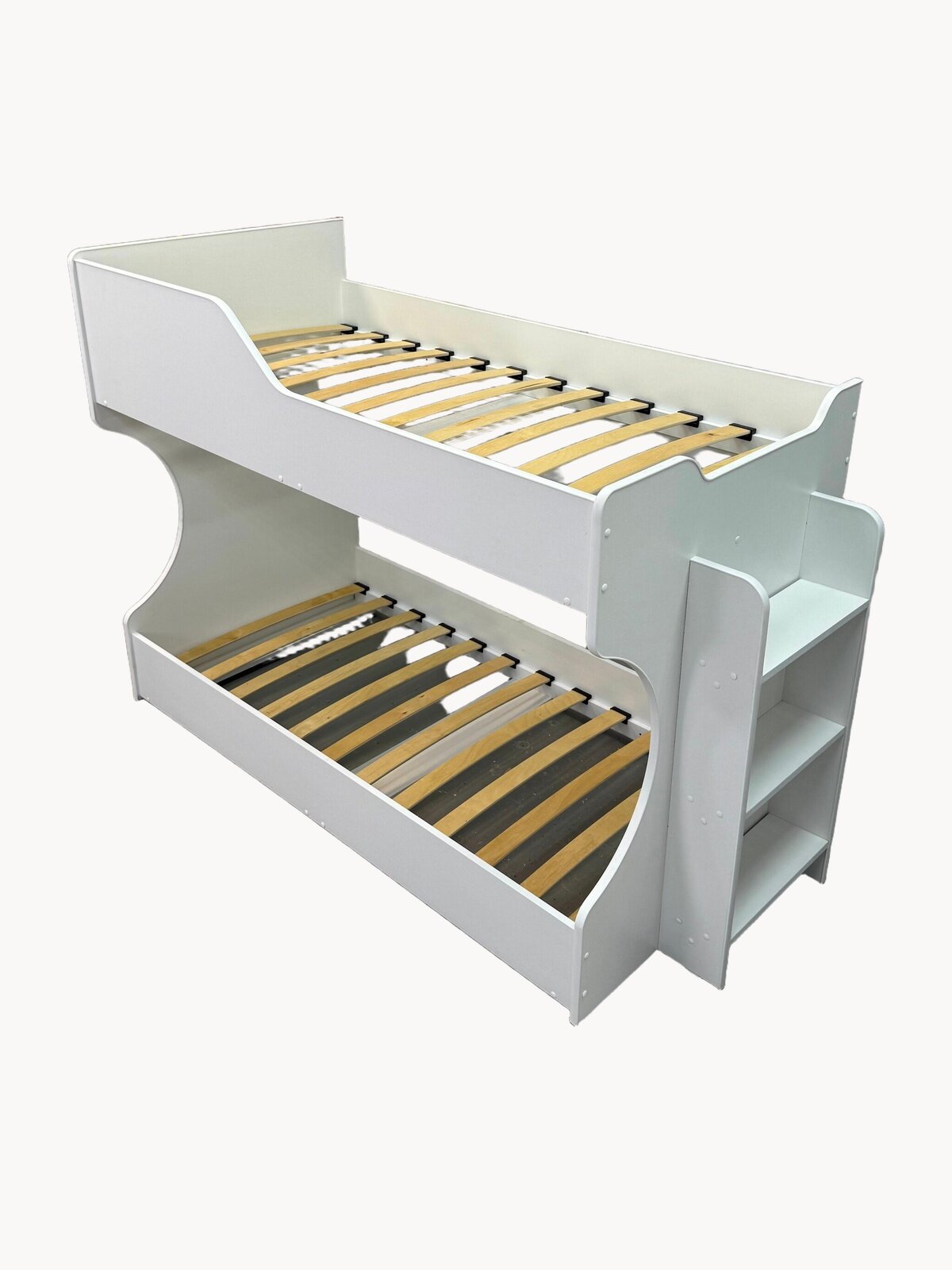 Двухъярусная кровать детская 180x80 с ламелями и удобной лестницей, ЛДСП