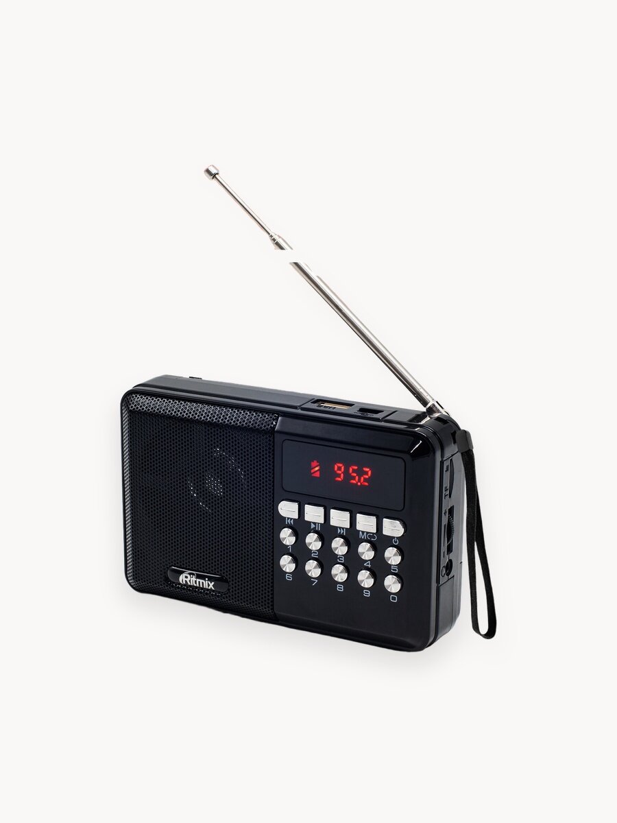 Радиоприемник RITMIX RPR-001 BLACK, с МР3 плеером, картой памяти MicroSD и USB-флеш