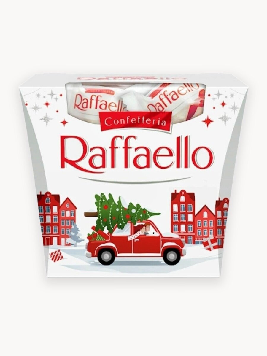 Конфеты в коробке Raffaello новогодние , с цельным миндальным орехом