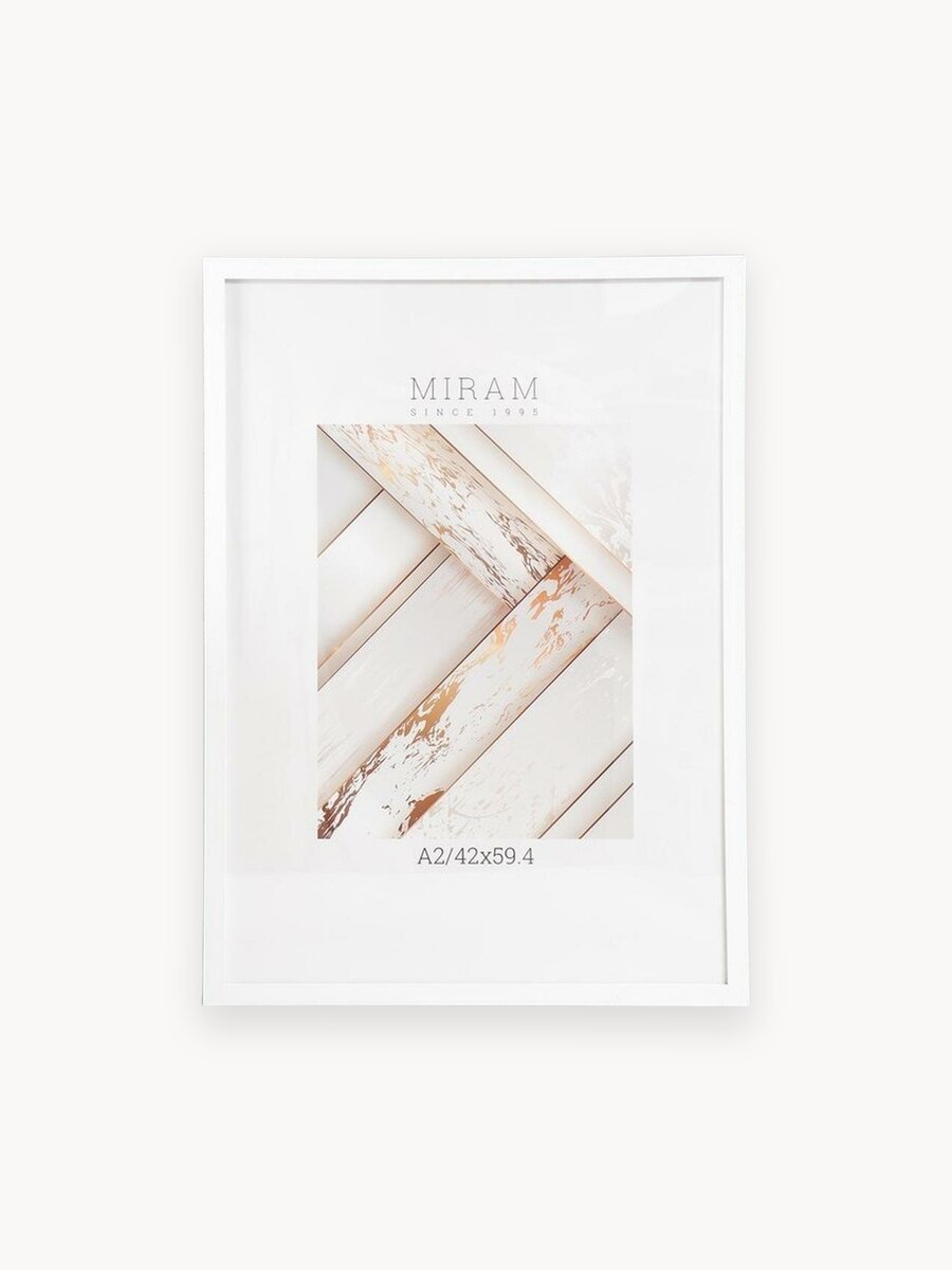Фоторамка пластик "мирам" 42х59,4 см, (А2) 641861 белый (пластиковый экран)