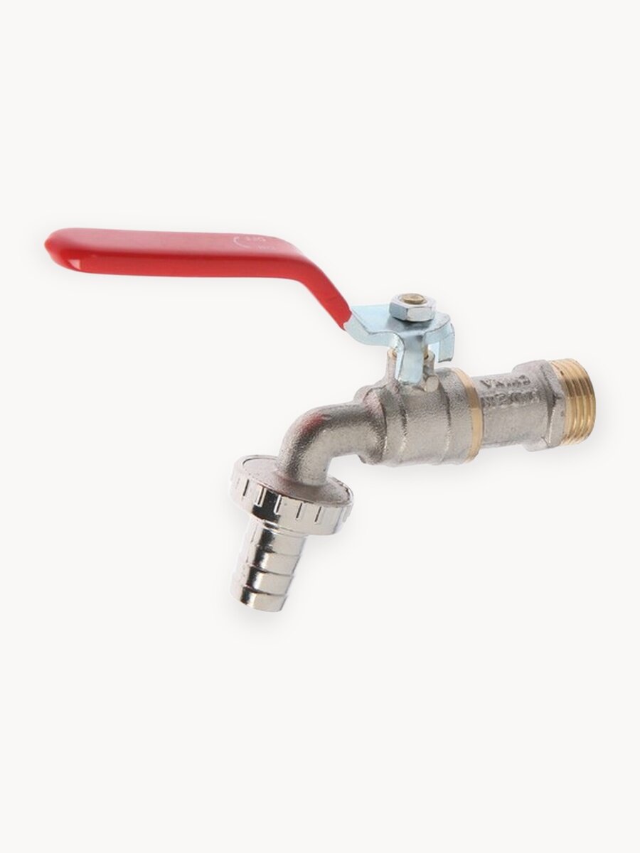 Кран водоразборный со штуцером ZEIN Engr, 1/2", ручка, никелированная латунь