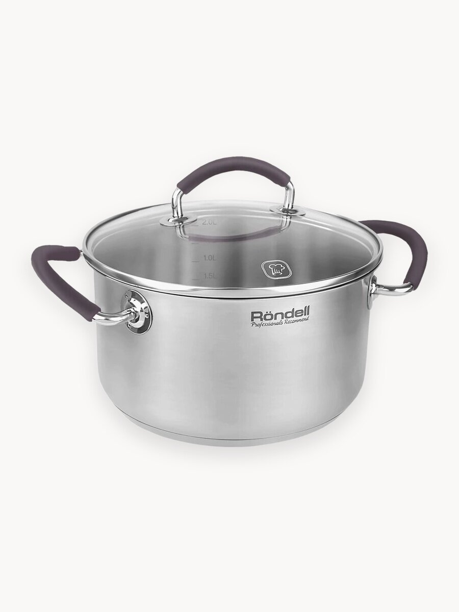 Кастрюля Rondell Akzent RDS-1387 стальной, объём 2.1л, диаметр 18см, материал корпуса нержавеющая сталь 18/10
