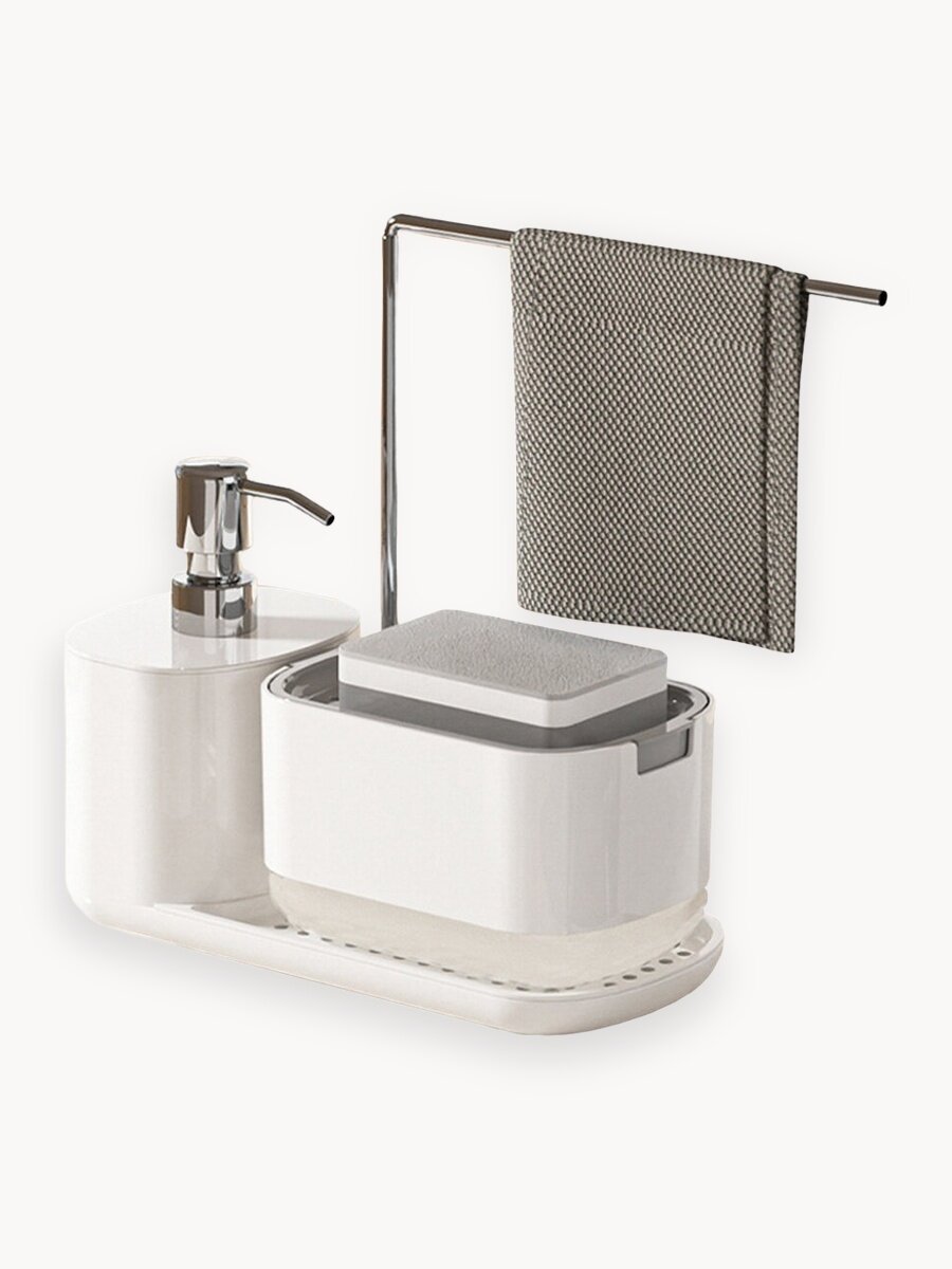 Набор дозаторов мыла для рук и посуды, дозатор мыла с держателем губки и держателем тряпки Органайзер для коробок с жидкостью нажимного типа для дома