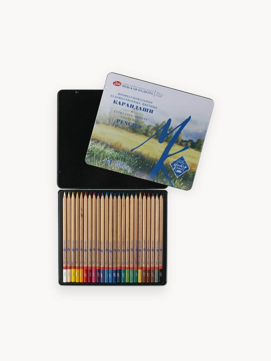 Карандаши цветные профессиональные Невская палитра Мастер-Класс, 24 цвета, в жестяном пенале 1521202047