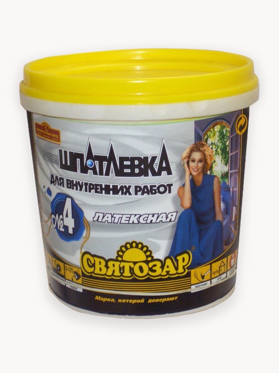 Шпатлёвка акриловая Finlux Святозар-4, универсальная для заделки трещин, выравнивания, цвет белый, 1.2 кг