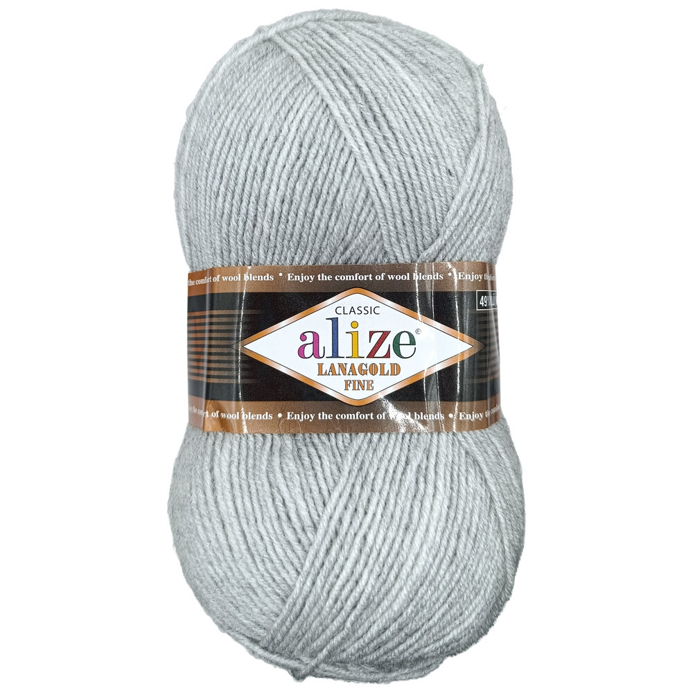 Пряжа для вязания Alize Lanagold fine 684 пепельный меланж 100 гр/390 м 49% шерсть, 51% акрил