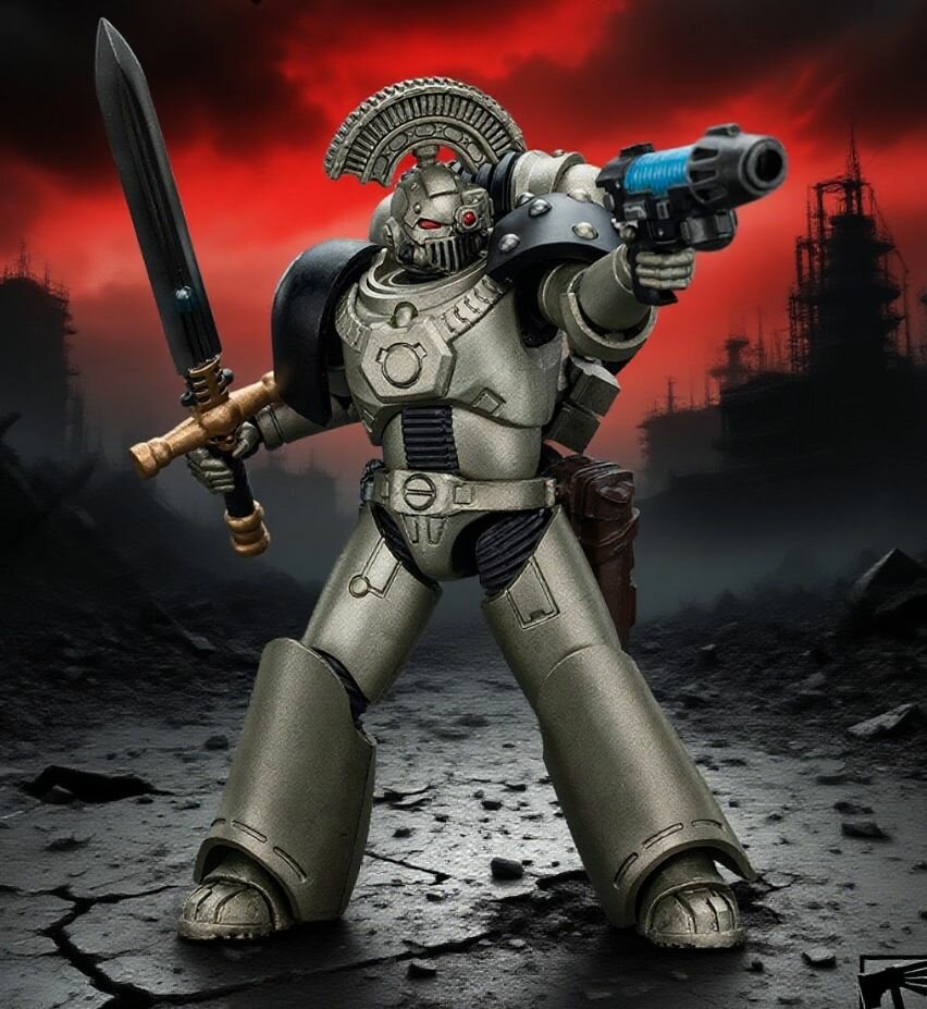 Dark Source: Iron Warriors Tyrant Terminator & MK6 Tactical Marine (2 фигурки), готовые модели, Warhammer 40K