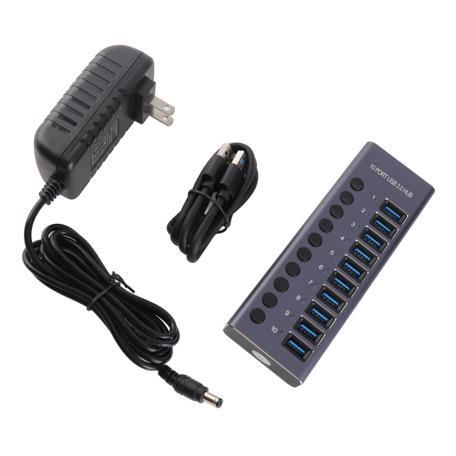 10-портовый USB 3.0 хаб, алюминиевый корпус, до 300 МБ/с, для ноутбуков и планшетов