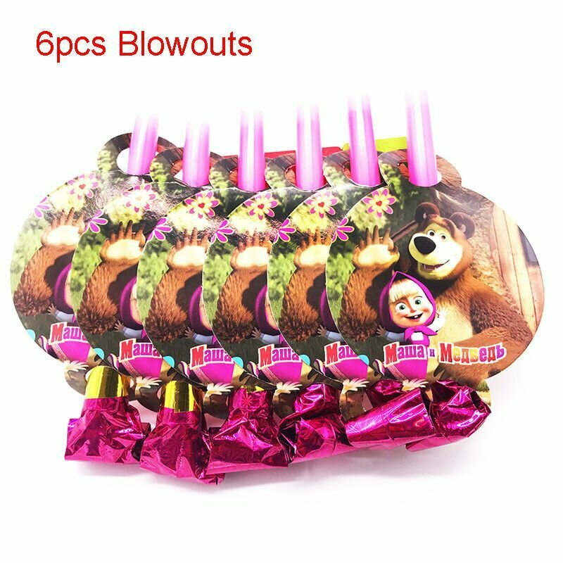 Украшение на день рождения медведь одноразовые посуда и товары для вечеринки тема маша 6 штук взрывные хлопушки